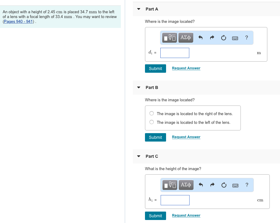 Solved Part A An object with a height of 2.45 cm is placed | Chegg.com