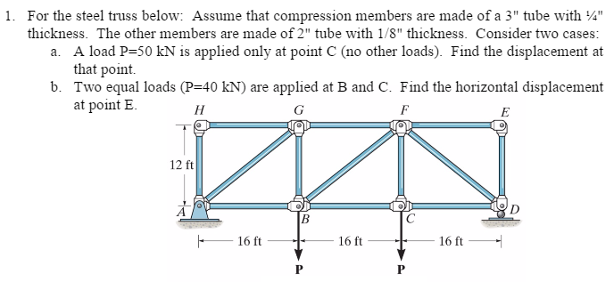 Solved For the steel truss below: Assume that compression | Chegg.com