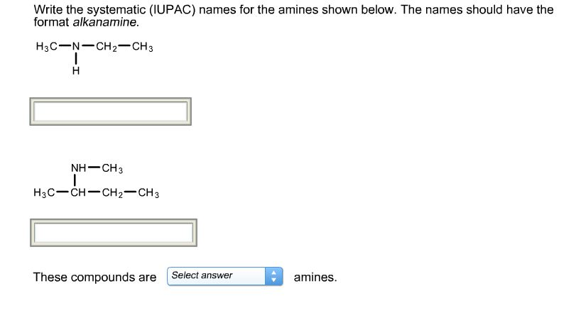 Solved Write the systematic (IUPAC) names for the amines | Chegg.com