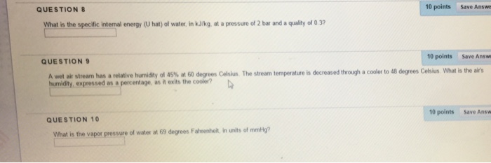 Solved What is the specific internal energy of water, in | Chegg.com