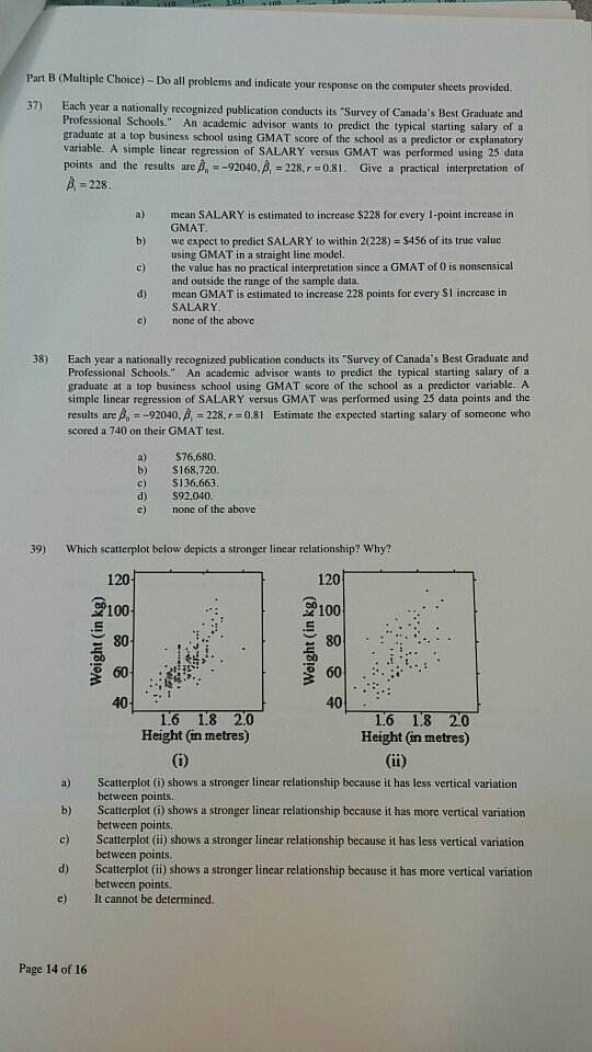 Solved Part B (Multiple Choice) - Do all problems and | Chegg.com