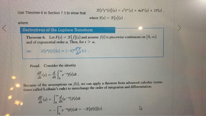 Solved Use Theorem 6 in Section 7.3 to show that where Y(s). | Chegg.com