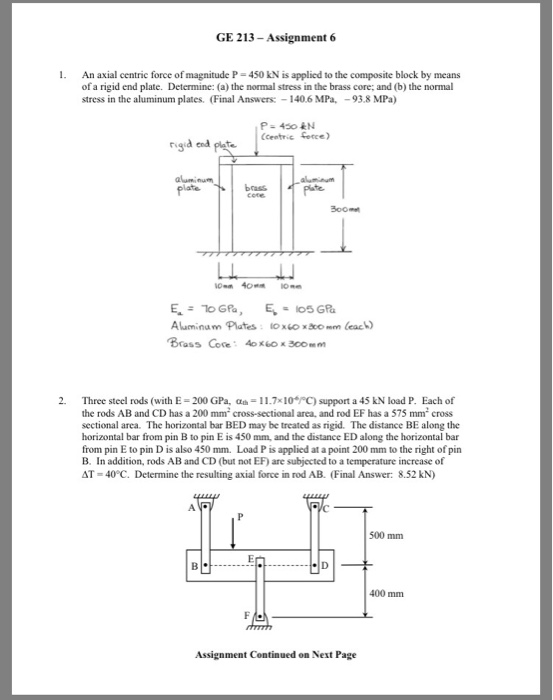 Solved An axial centric force of magnitude P = 450 kN is | Chegg.com