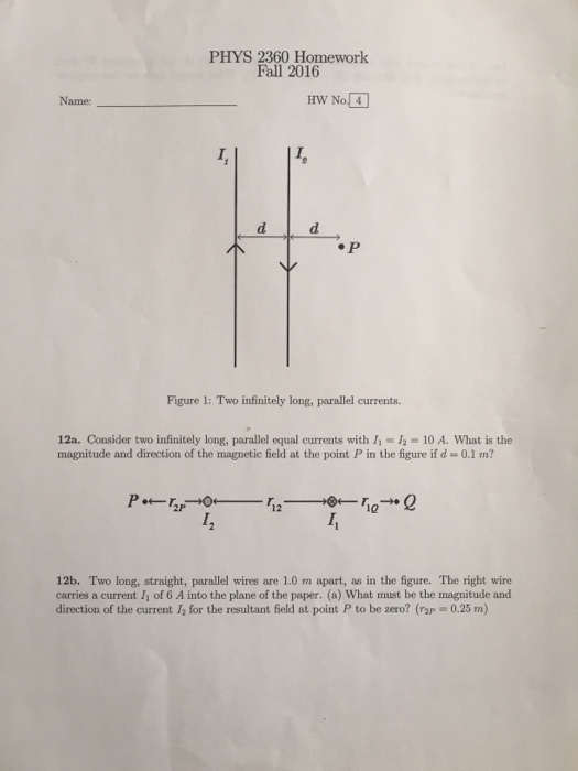 Solved Consider two infinitely long, parallel equal currents | Chegg.com