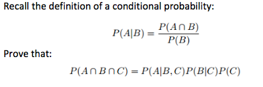 Solved Recall The Definition Of Conditional Probability: | Chegg.com
