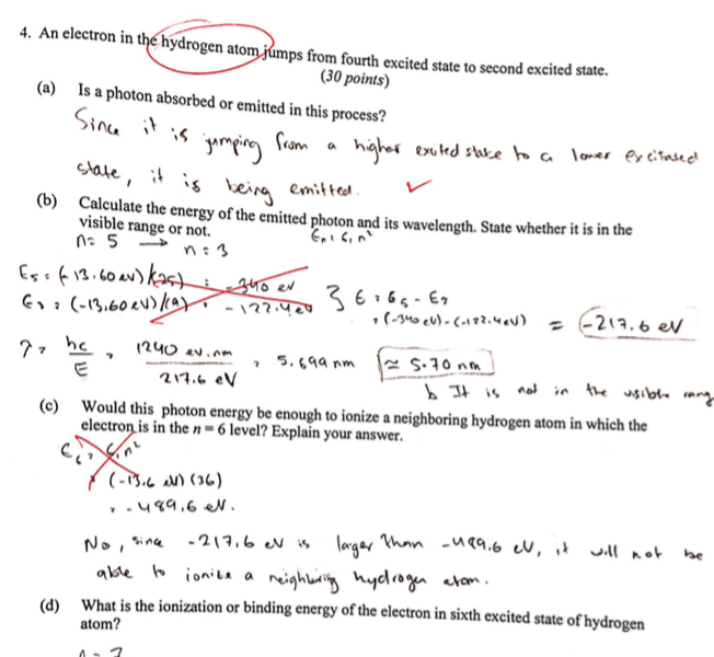 Solved An electron in the hydrogen atom jumps from fourth | Chegg.com