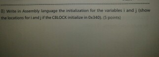 Solved Write in Assembly language the initialization for the | Chegg.com