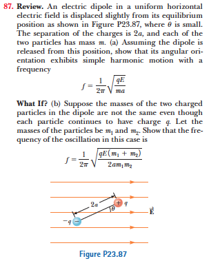 An electric dipole in a uniform horizontal electric | Chegg.com