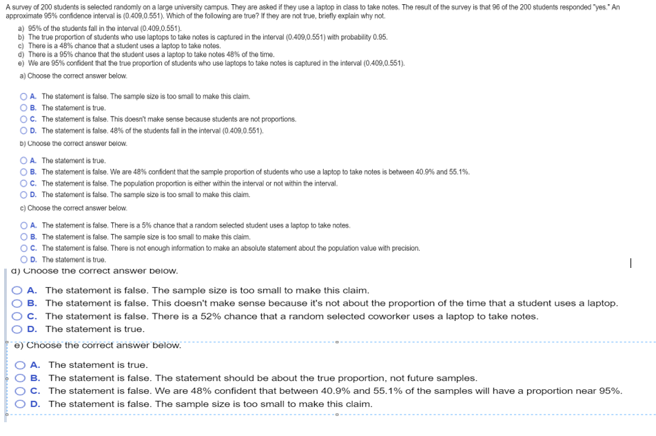 Solved A survey of 200 students is selected randomly on a | Chegg.com