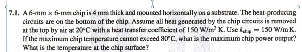Solved 7.1. A6-mm x 6-mm chip is 4 mm thick and mounted | Chegg.com