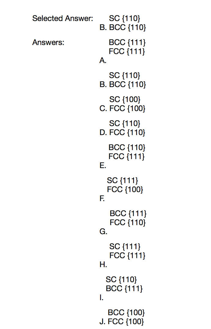 Solved If we consider only simple cubic (SC), body-centered | Chegg.com