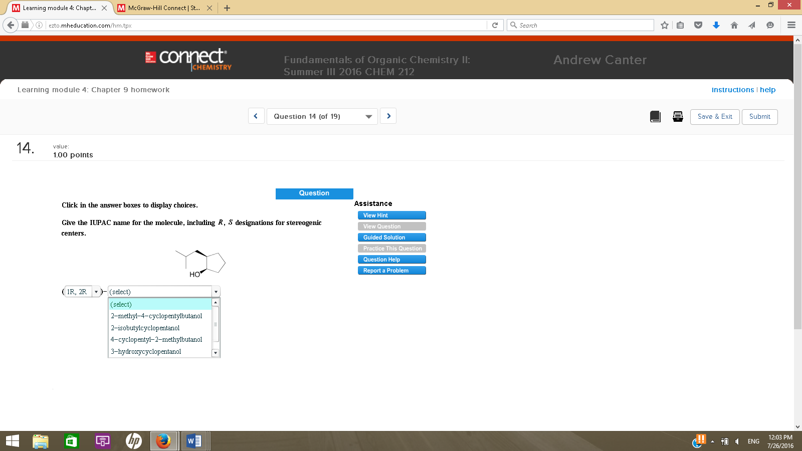 Solved Click in the answer boxes to display choices. Give | Chegg.com