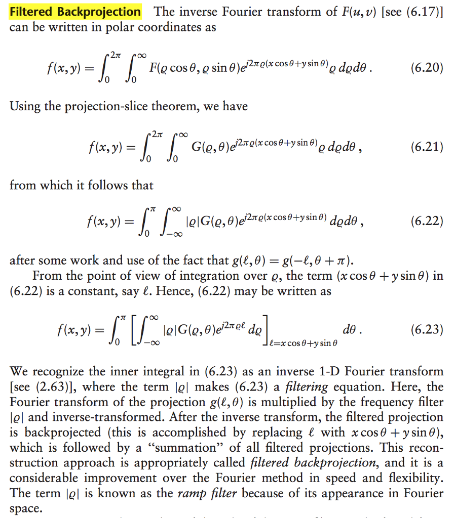 Solved Filtered Backprojection The inverse Fourier transform | Chegg.com