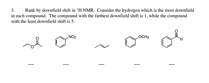 Solved Rank by downfield shift in 1H NMR. Consider the | Chegg.com