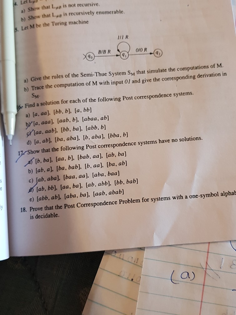 Solved a) Show that Les is not recursive. b) Show that L#8 | Chegg.com