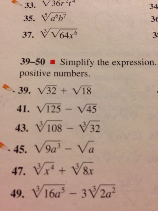 Solved Simplify the expression. Positive numbers.39. root 32 | Chegg.com