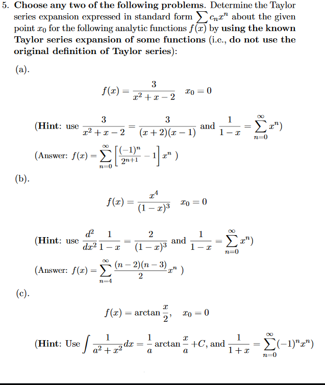 Solved 5. Choose any two of the following problems. | Chegg.com