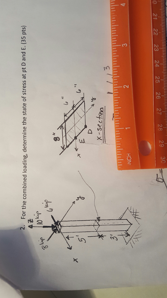 Solved For the combined loading, determine the state of | Chegg.com
