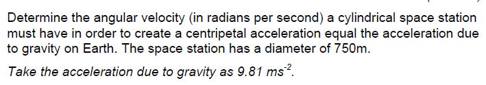 Solved Determine the angular velocity (in radians per | Chegg.com