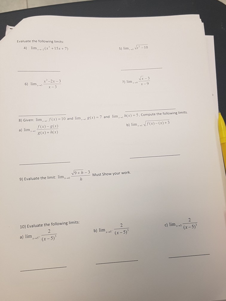 Solved Evaluate the following limits: lim_x rightarrow -2 | Chegg.com