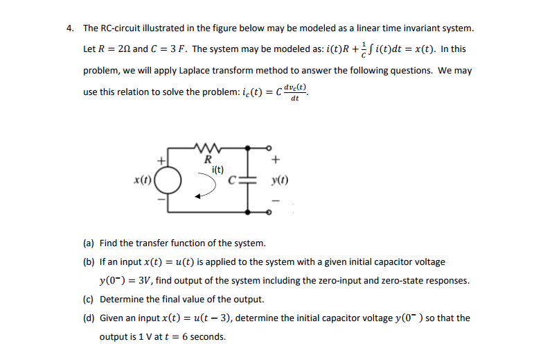 Solved The RC-circuit illustrated in the figure below may be | Chegg.com
