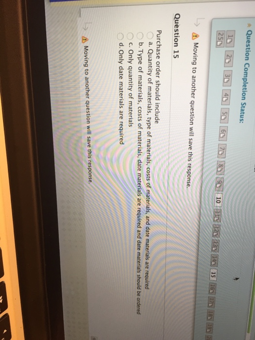 Solved Purchase order should include Quantity of materials, | Chegg.com