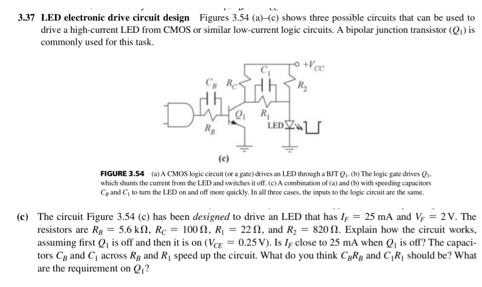 Solved 3.37 LED electronic drive circuit design Figures 3.54 | Chegg.com