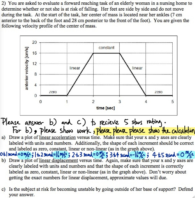 Solved You are asked to evaluate a forward reaching task of | Chegg.com