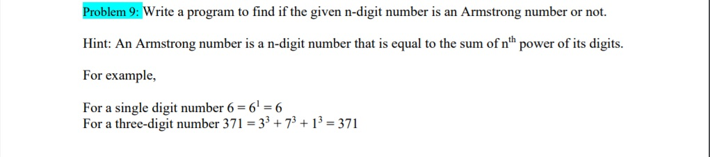 Solved Problem 9: Write a program to find if the given | Chegg.com