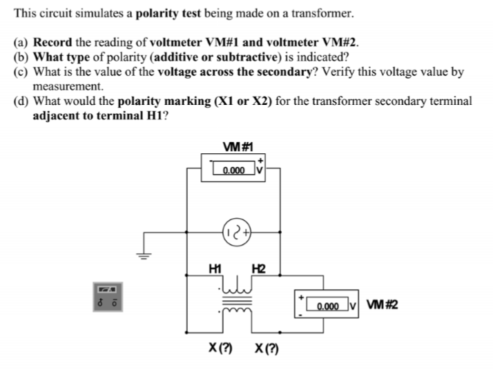 Solved This circuit simulates a polarity test being made on | Chegg.com
