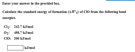 Solved Calculate the standard energy of formation (Delta H | Chegg.com