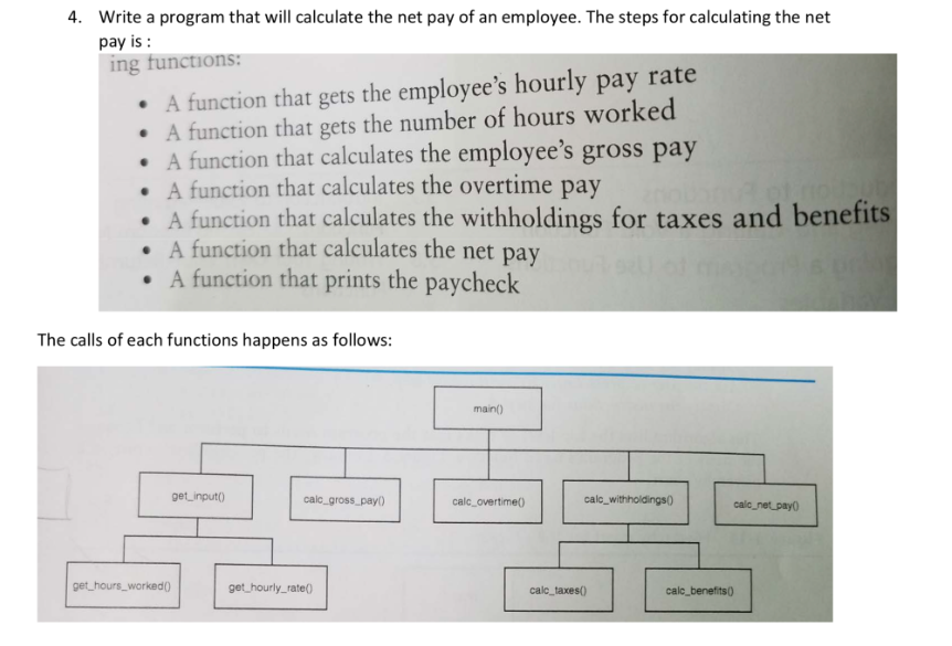 Solved Write A Program That Will Calculate The Net Pay Of An 