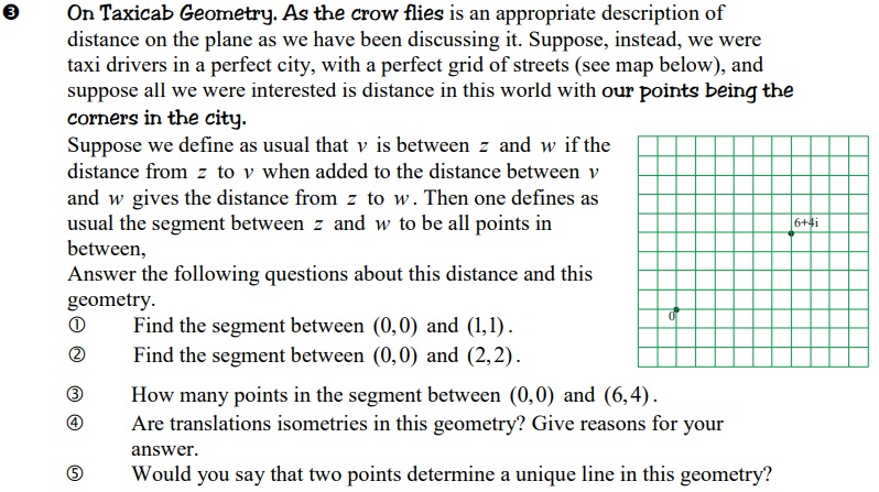 Solved On Taxicab Geometry. As the crow flies is an | Chegg.com