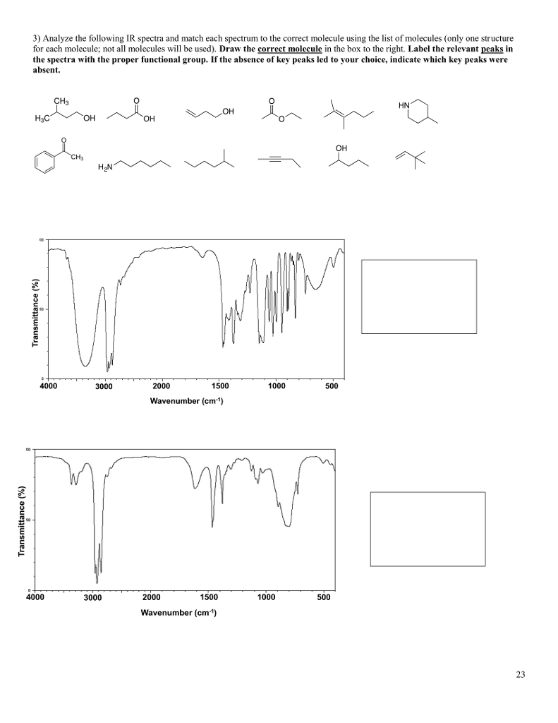 Solved 3) Analyze the following IR spectra and match each | Chegg.com Solved 3) Analyze the following IR spectra and match each | Chegg.com
