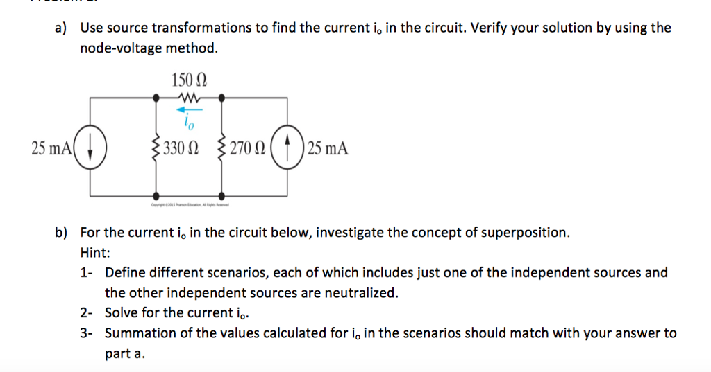 Solved a) Use source transformations to find the current io | Chegg.com