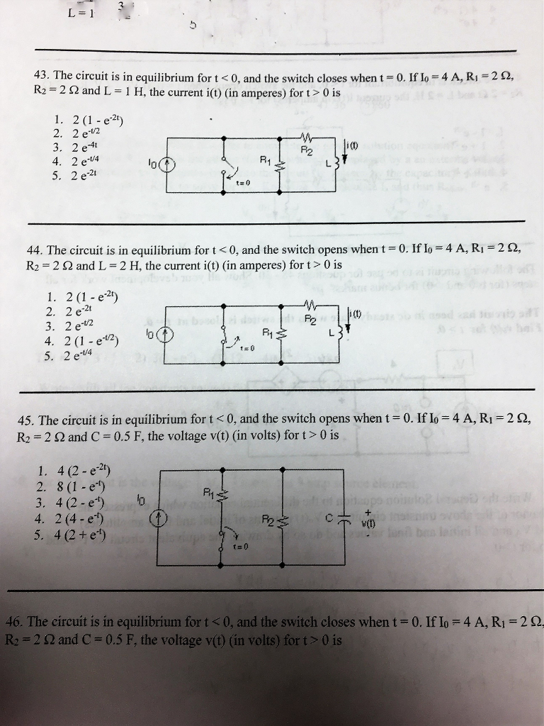 Solved The circuit is in equilibrium for t