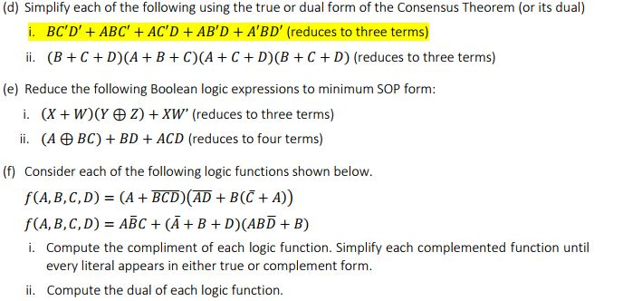 Solved Simplify each of the following using the true or dual | Chegg.com