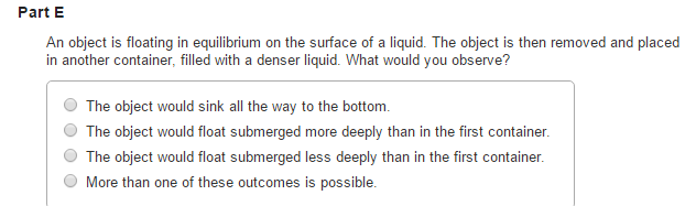 Solved An object is placed in a fluid and then released. | Chegg.com