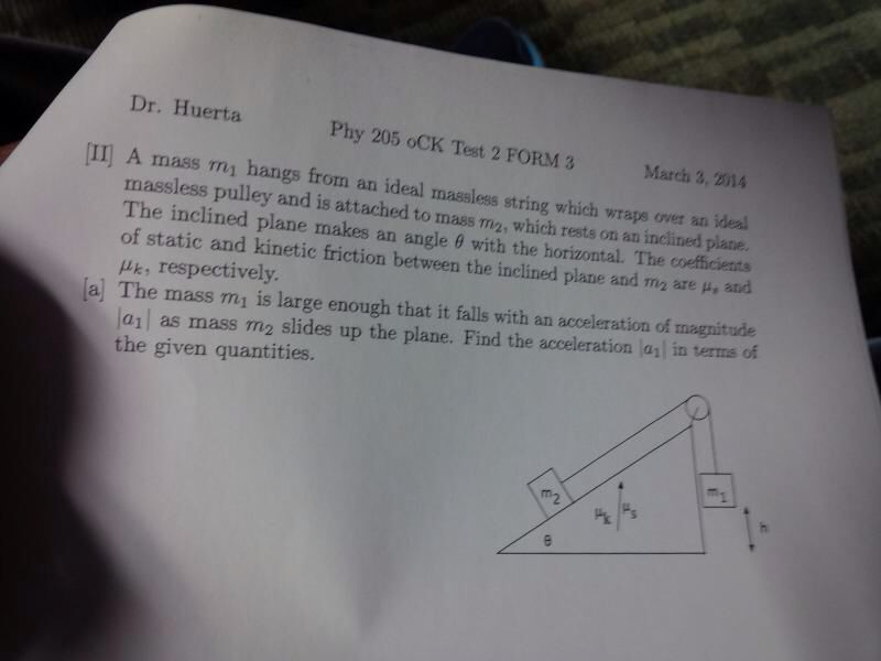 Solved A mass m1 hangs from an ideal massless string which | Chegg.com