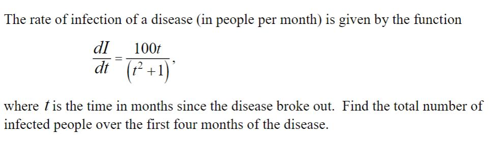 Solved The rate of infection of a disease (in people per | Chegg.com