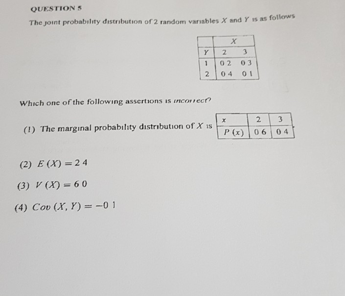 Solved QUESTION S The joint probability distribution of 2 | Chegg.com