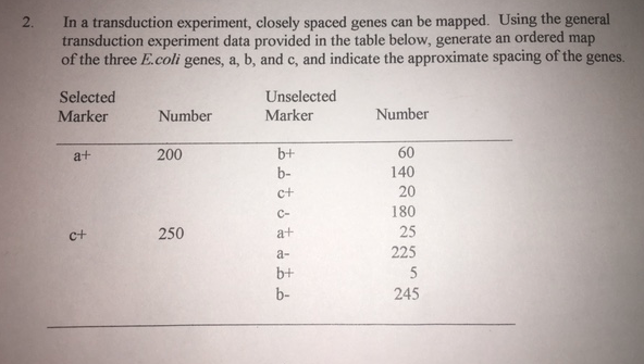 Solved In a transduction experiment, closely spaced genes | Chegg.com