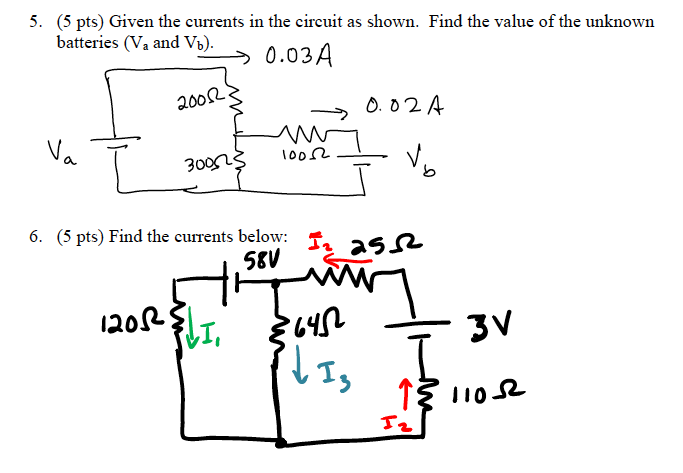 Solved Given the currents in the circuit as shown. Find the | Chegg.com