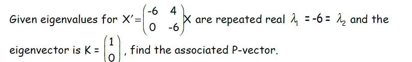 Solved Given eigenvalues for X?=(-6 4 0 -6) are repeated | Chegg.com