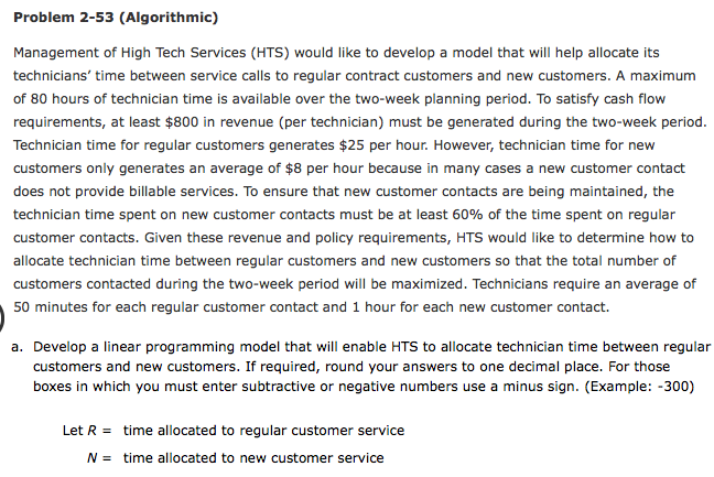 Solved Problem 2-53 (Algorithmic) Management of High Tech | Chegg.com
