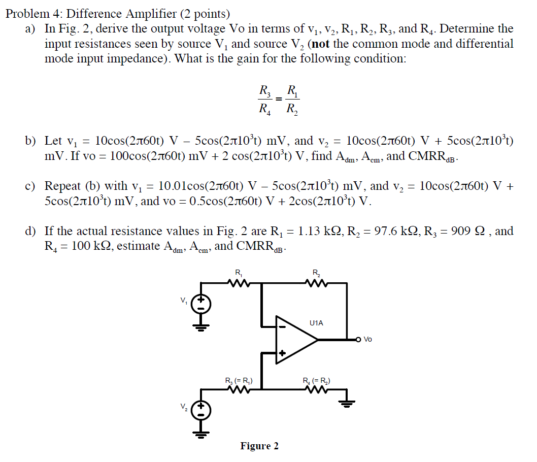 Solved In Fig 2 Derive The Output Voltage Vo In Terms Of 