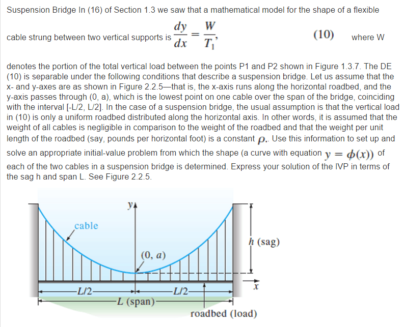 Solved Suspension Bridge In (16) of Section 1.3 we saw that | Chegg.com