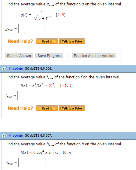 Solved Find the average value g_ave of the function g on the | Chegg.com