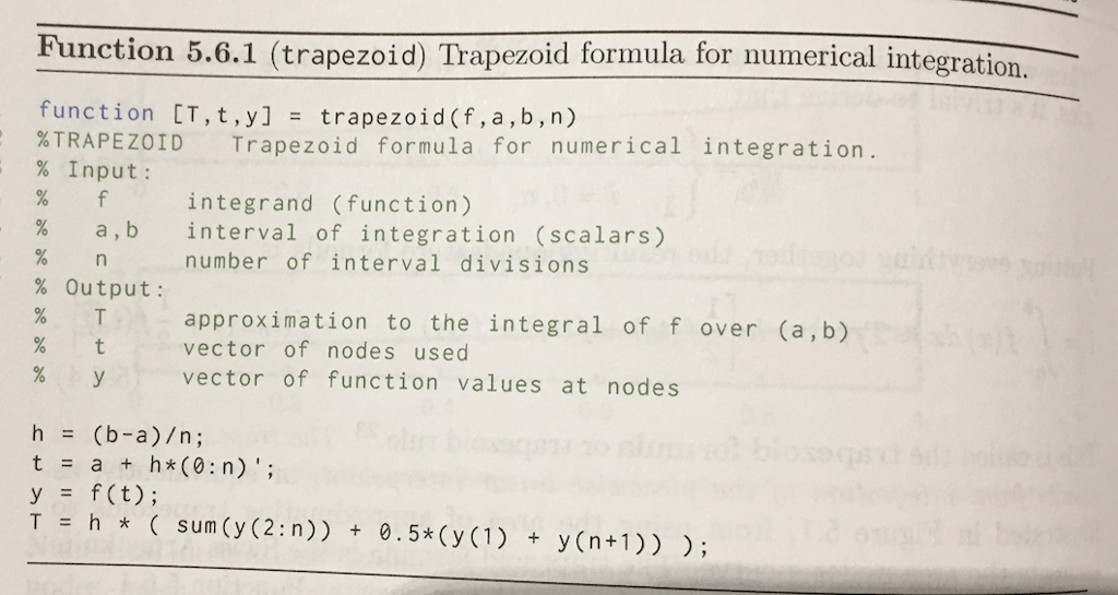 Function 5.6.1 (trapezoid) Trapezoid formula for | Chegg.com