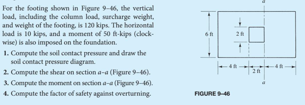 Solved For the footing shown in Figure 9-46, the vertical | Chegg.com